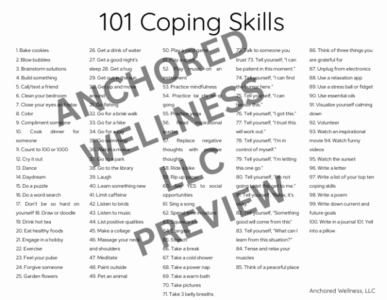 101 Coping Skills & Plan – TherapistCreated